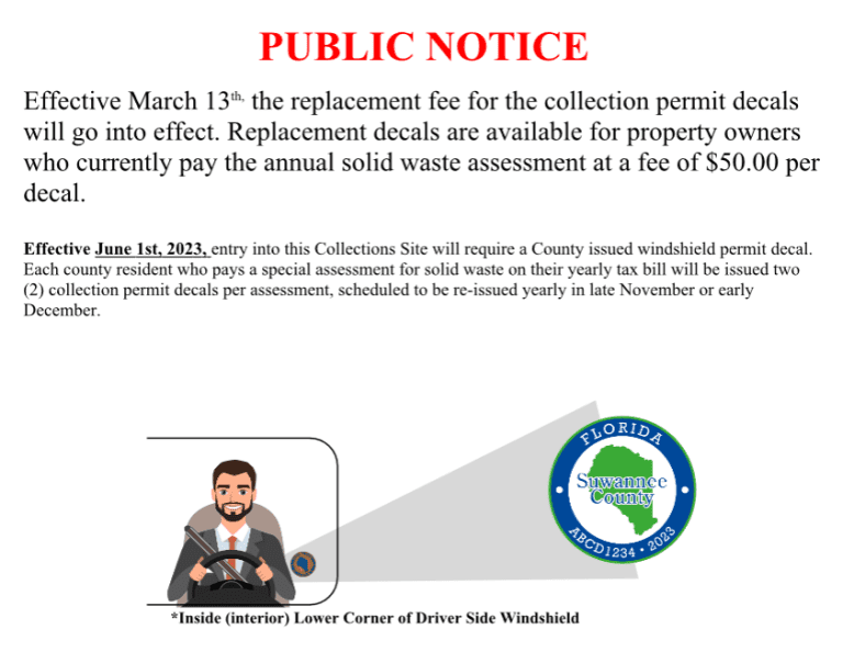 Replacement Decals – Suwannee County Board of County Commissioners